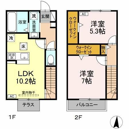 【アットホーム】レイナシア 102 2LDK（提供元：ホームメイトFC浄心駅前店 住マイル(株)）｜あま市の賃貸テラスハウス[1147084406]