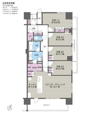 【アットホーム】エルグレース彩都箕面C棟 2階 4LDK[6986649262]箕面市のマンション｜マンション購入の情報