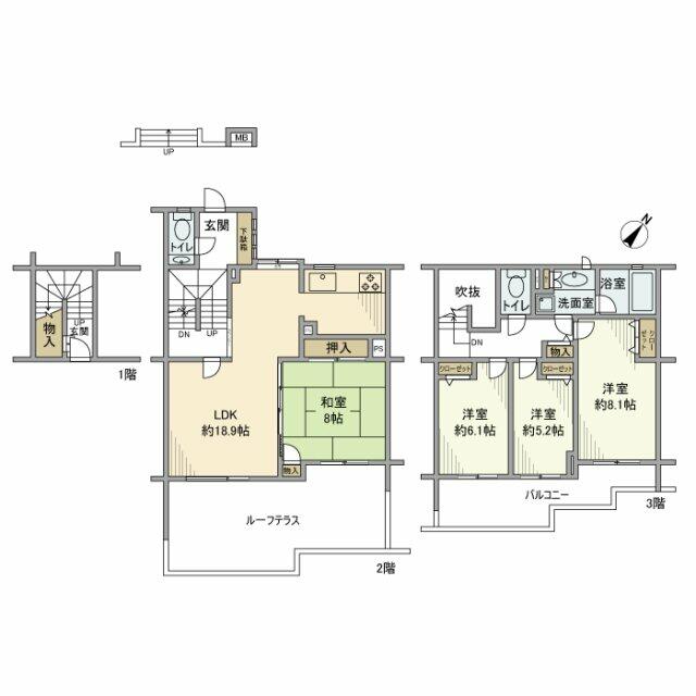 【アットホーム】ライオンズテラス港北ニュータウン弐番館 5 4LDK（提供元：ハイツリー(株) 本店）｜横浜市都筑区の賃貸テラスハウス[6986602233]