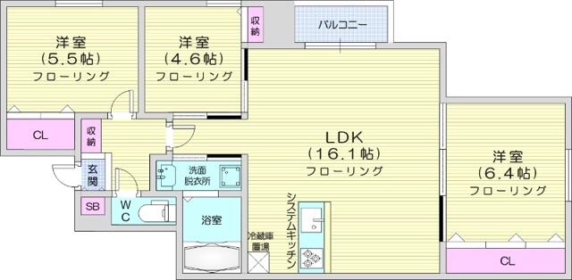 【アットホーム】レジデンス東橋 4階 3LDK（提供元：(株)アシスト 賃貸・売買アシスト札幌北大前店）｜札幌市白石区の賃貸マンション[1168348606]