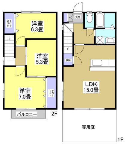 【アットホーム】Teafarm富塚弐番館 202 3LDK（提供元：(株)ライフデザインクリエイターズ Room’s！賃貸浜松東店）｜浜松市中央区の賃貸テラスハウス[1121171410]