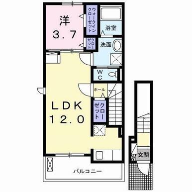 【アットホーム】サンク・ブローテ 201 1LDK（提供元：ケイホームズ）｜高知市の賃貸アパート[1143484507]