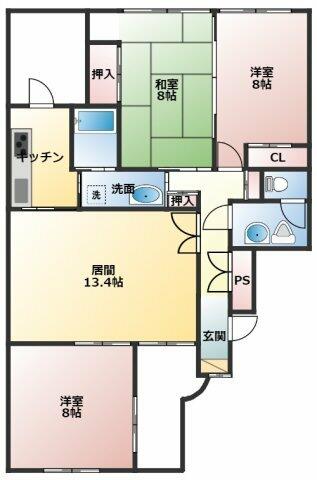 【アットホーム】エトワールビル 401 3LDK（提供元：(株)クローバー不動産 ホームメイト FC丸亀店）｜高松市の賃貸マンション[1034890797]