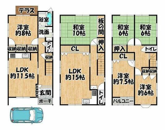 【アットホーム】泉大津市 松之浜町2丁目（松ノ浜駅） 3階建 6LDK[1002108398]泉大津市の一戸建て（提供元：(株)クローバーハウジング）｜一軒家・家の購入