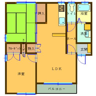 【アットホーム】エルガーラ友田 A棟 201 2LDK（提供元：(有)日田不動産）｜日田市の賃貸アパート[6978439049]